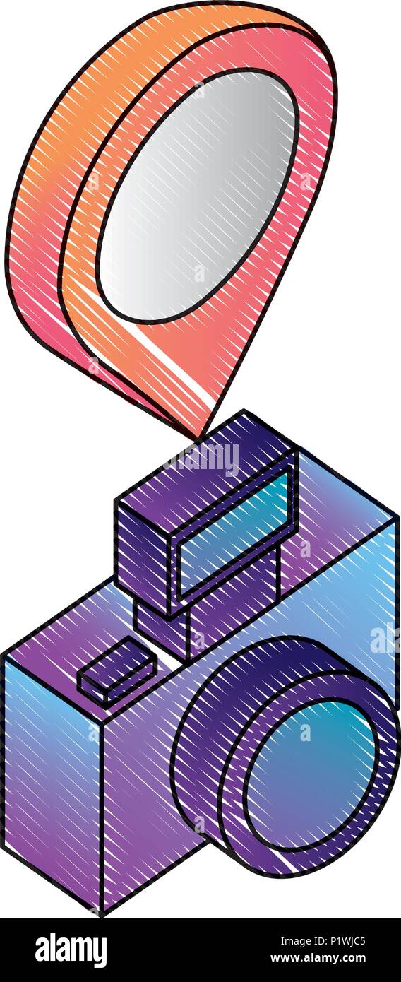 photographic camera with pointer map location vector illustration ...