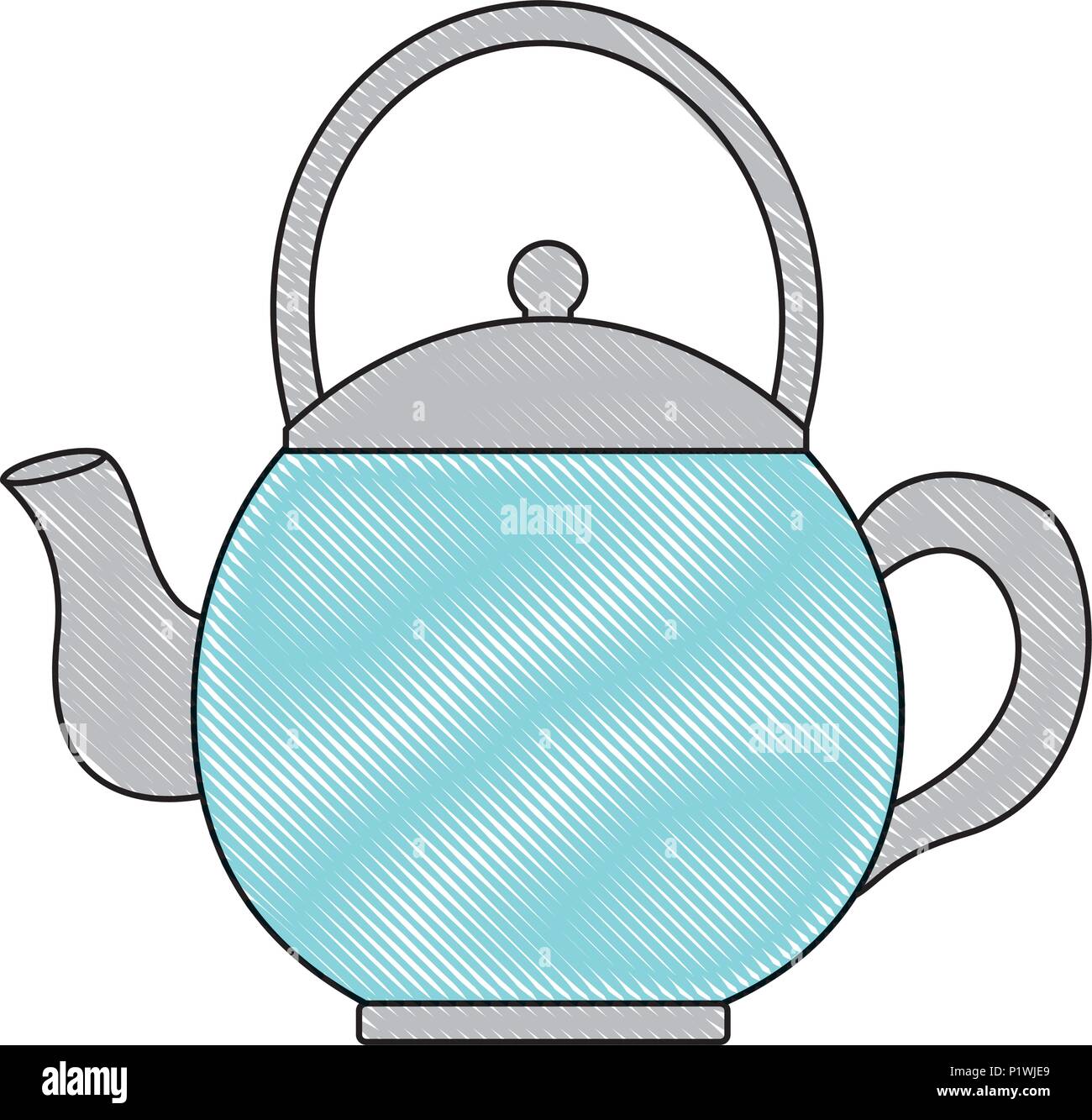 teapot ceramic kitchen utensil image vector illustration drawing Stock ...