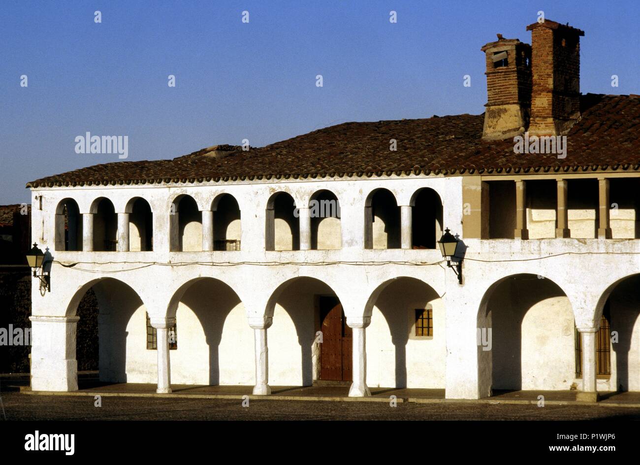Garrovillas, porched house; popular / traditional architecture Stock ...