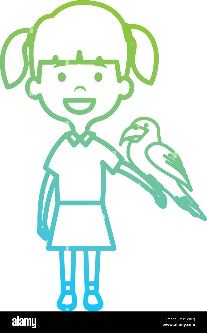 Small girl with bird Stock Vector Images - Alamy