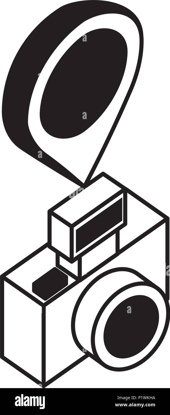photographic camera with point location isometric icon vector ...