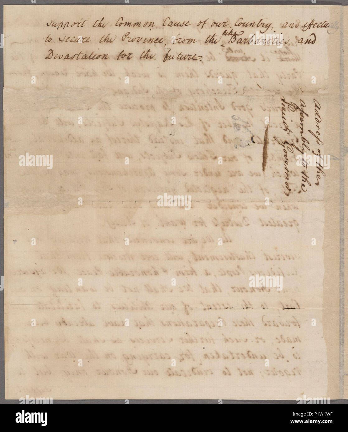 (Bull, William) Address to Lt. Gov. William Bull by the South Carolina ...