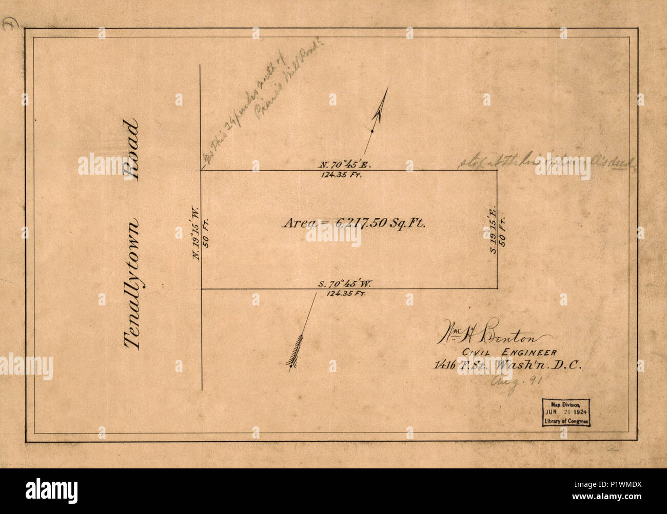 (Cadastral survey map of a land tract fronting Tennallytown Road north ...