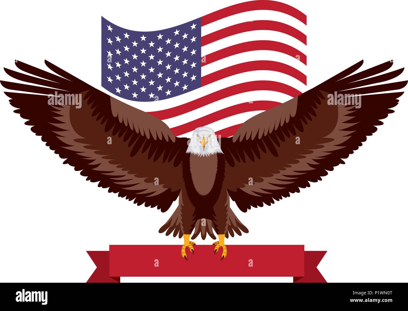 american eagle flag national red ribbon symbol vector illustration ...