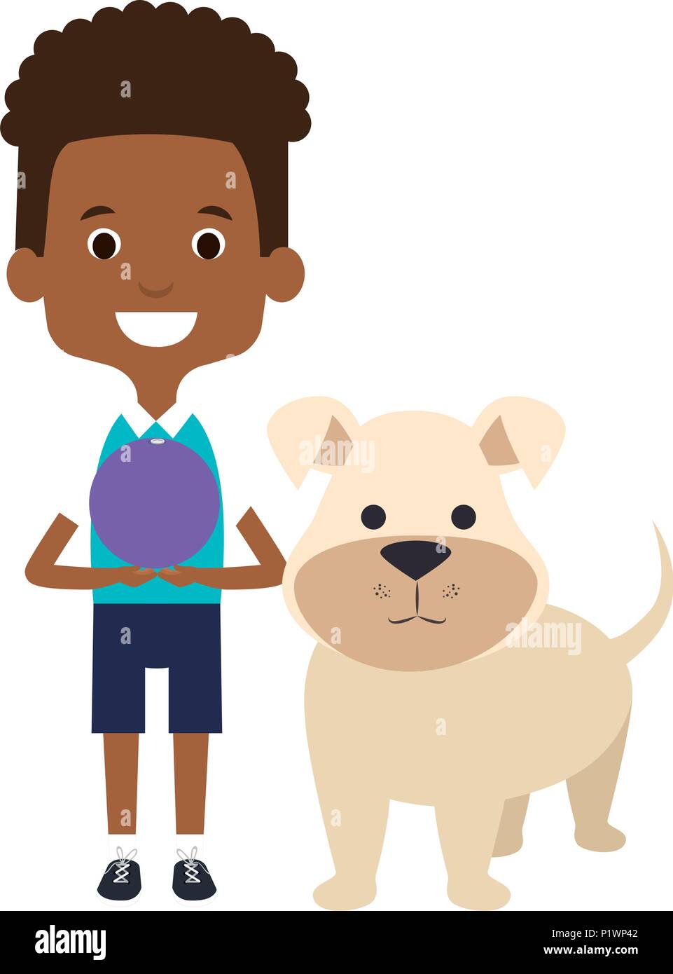 little boy with cute dog vector illustration design Stock Vector Image ...