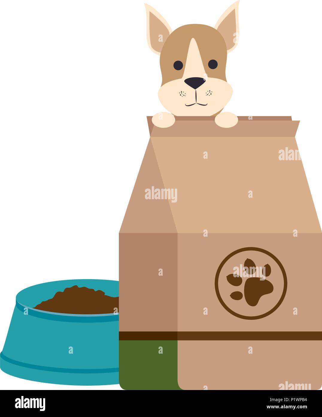 cute dog with food bag vector illustration design Stock Vector Image ...