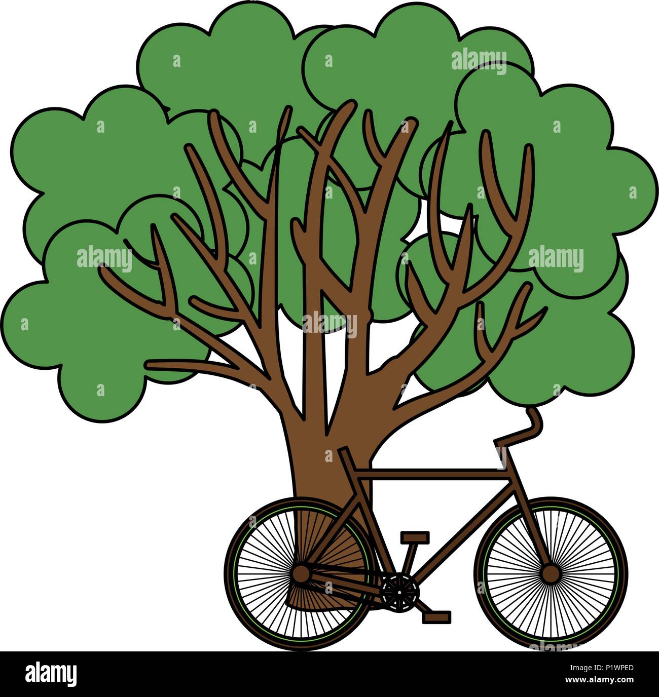 ecology tree plant with bicycle vector illustration design Stock Vector ...
