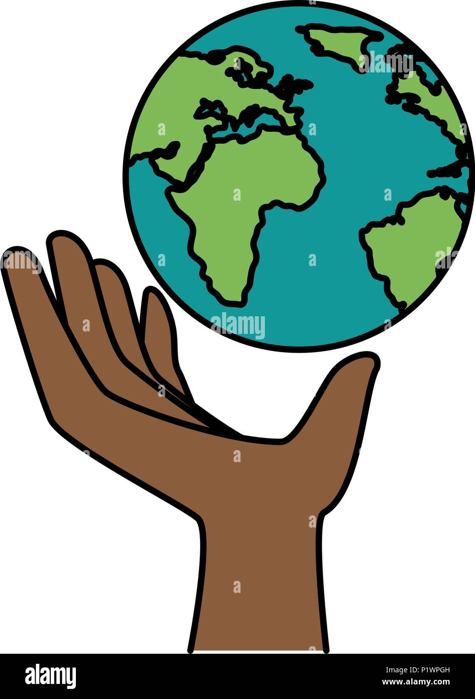 hand lifting the planet earth ecology vector illustration design Stock ...