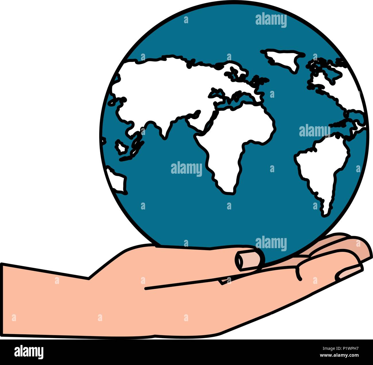 hand lifting the planet earth ecology vector illustration design Stock ...
