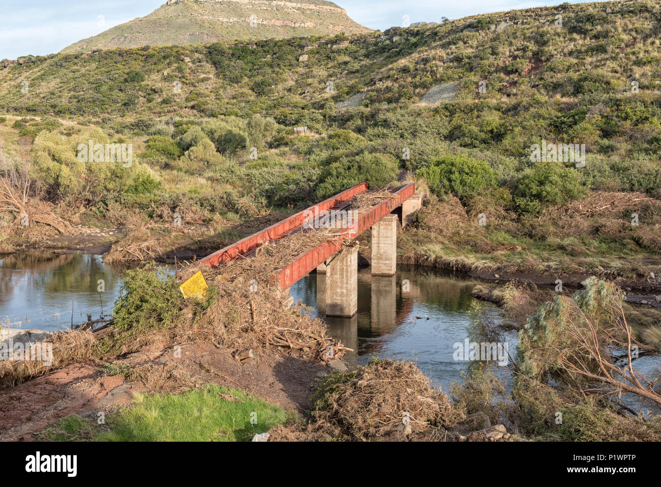 The flood damaged railway bridge in the third railway reverse over the ...