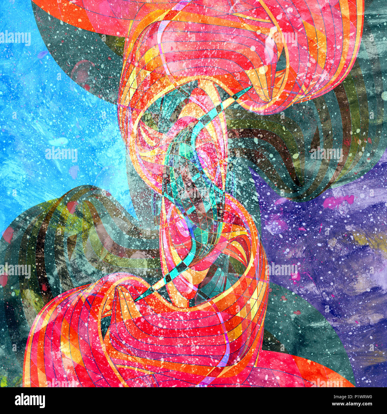 Abstract watercolor bright background with different colorful wave ...