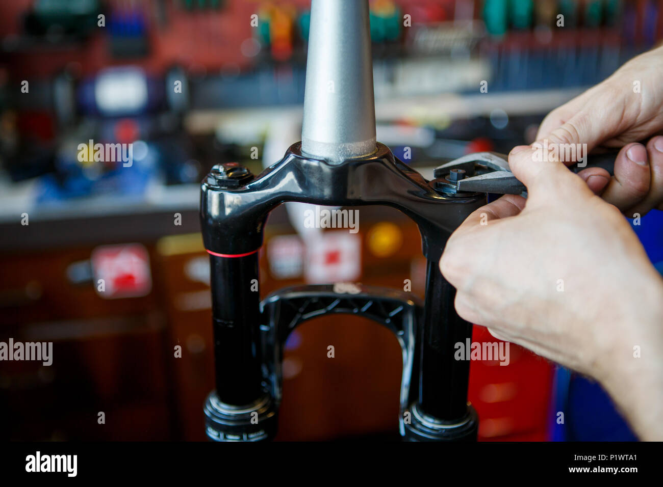 Photo workshop for fixing bicycle Stock Photo - Alamy