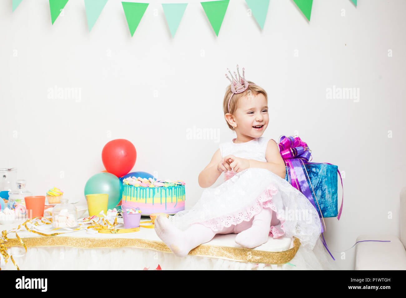 Happy little birthday girl Stock Photo - Alamy
