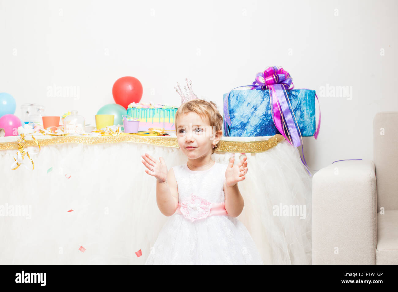 Happy little birthday girl Stock Photo - Alamy