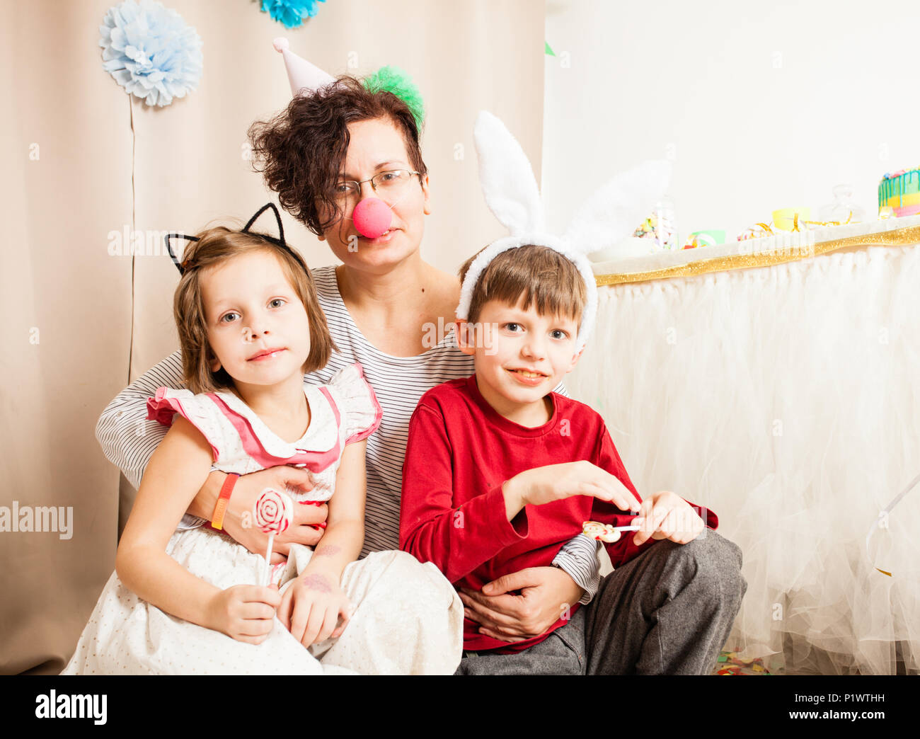 great kids with their mom Stock Photo - Alamy