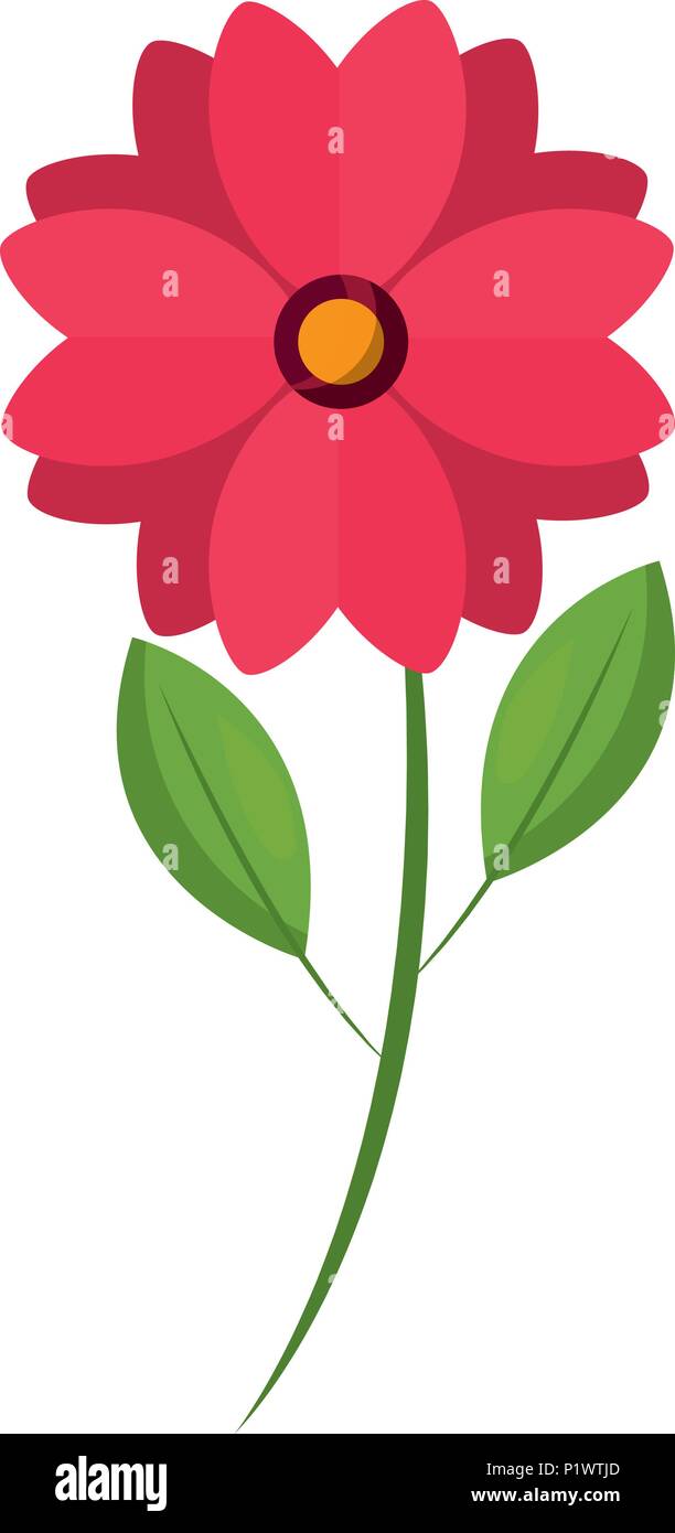 cute flower natural stem leaves image vector illustration Stock Vector ...