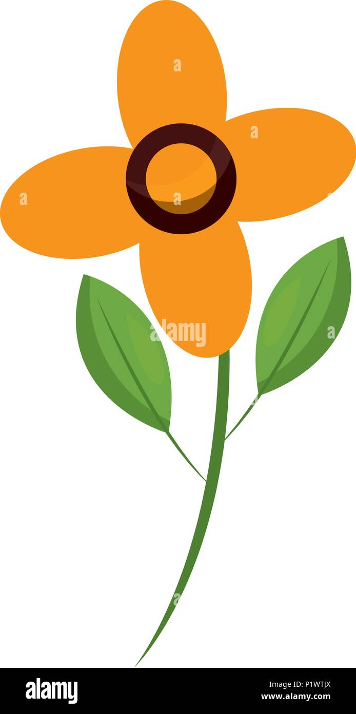 cute flower natural stem leaves image vector illustration Stock Vector ...