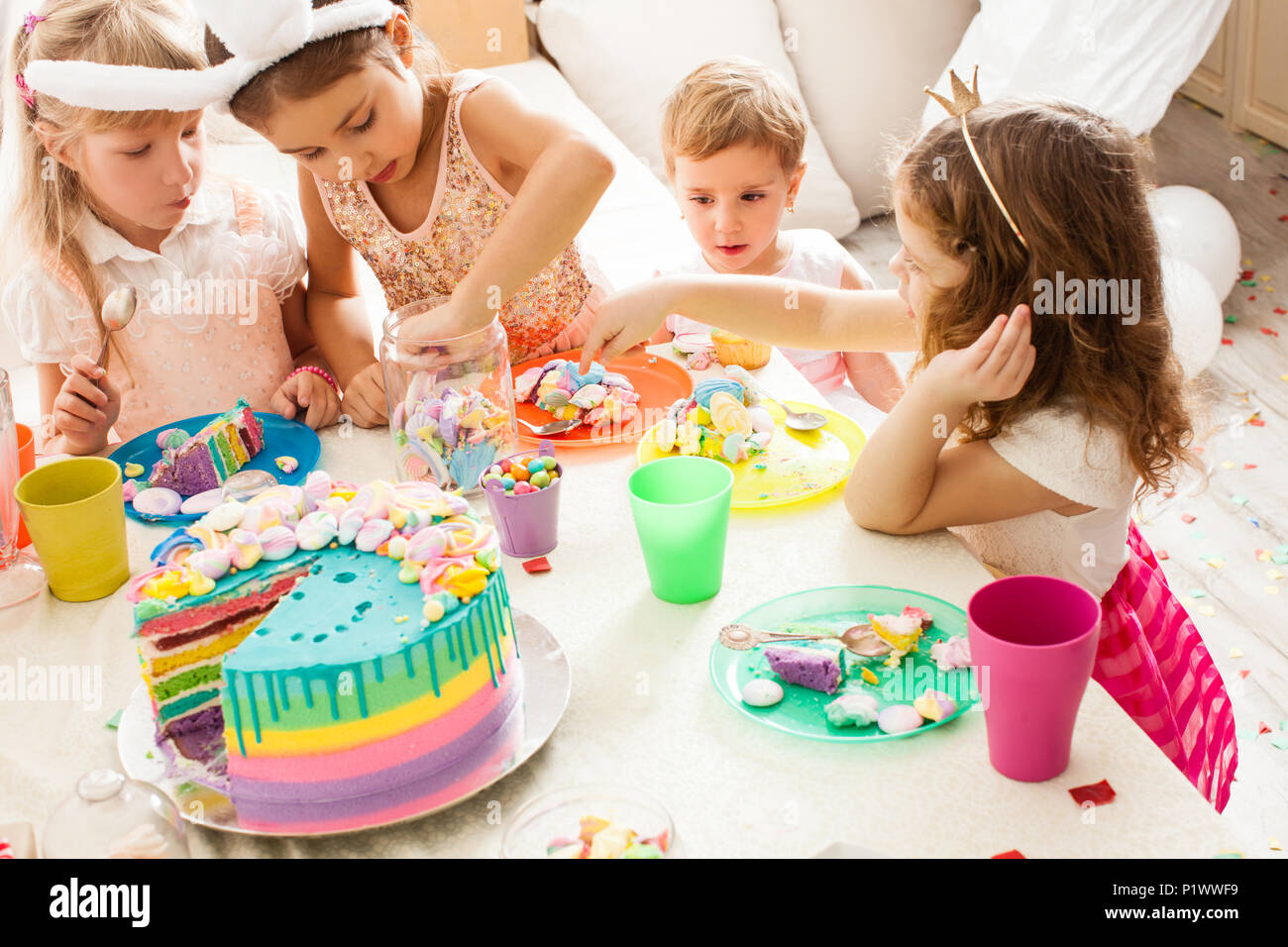 Colorful birthday cake Stock Photo - Alamy