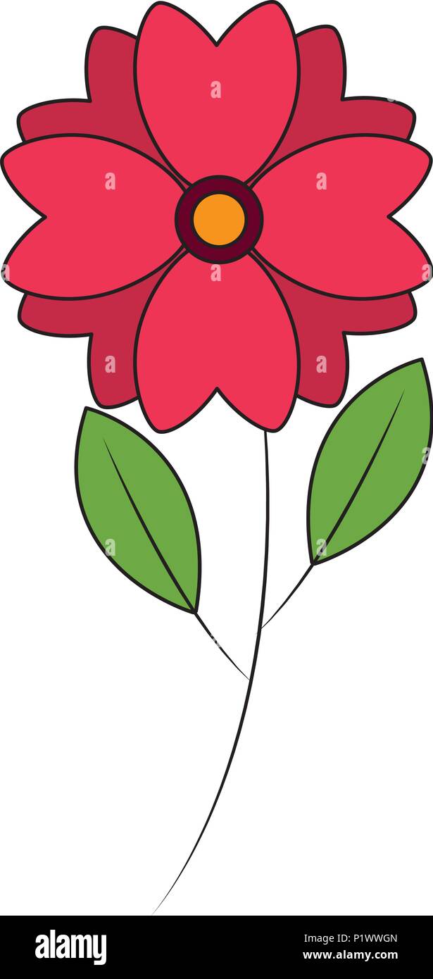 cute flower natural stem leaves image vector illustration Stock Vector ...