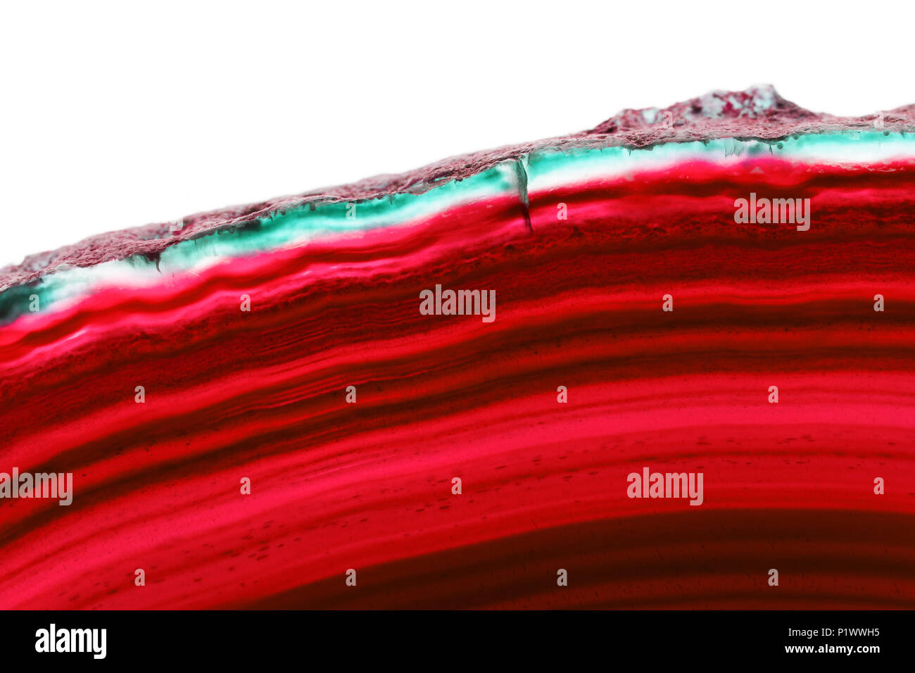 Abstract background - bloody red agate slice mineral isolated on white ...