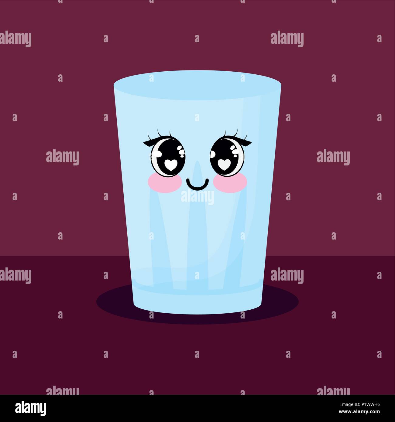 kawaii glass icon over red background, colorful design. vector ...