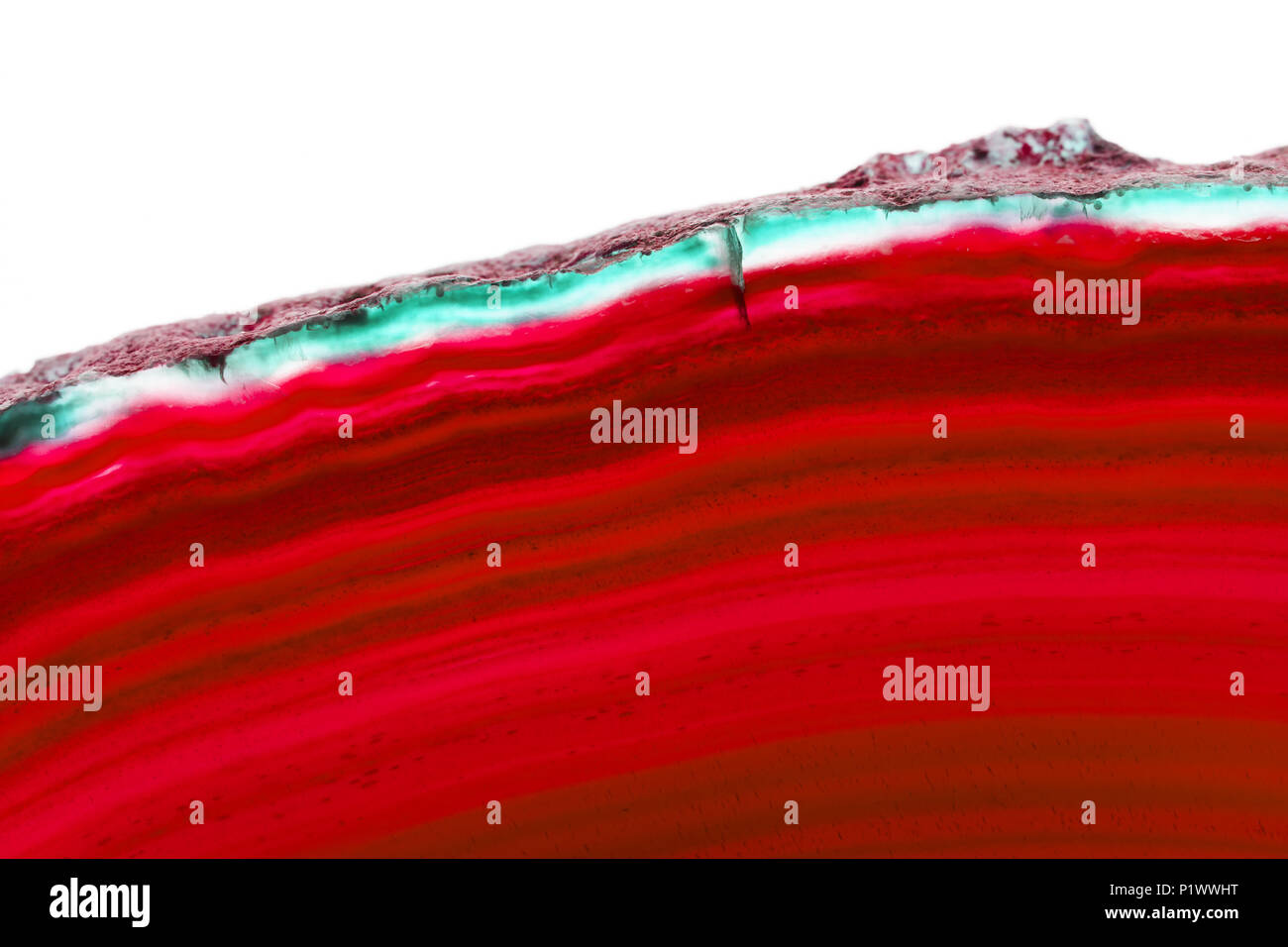 Abstract background - tabasco red agate slice mineral isolated on white ...