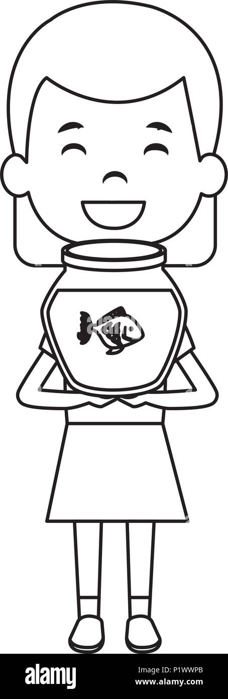little girl with aquarium fish Stock Vector Image & Art - Alamy