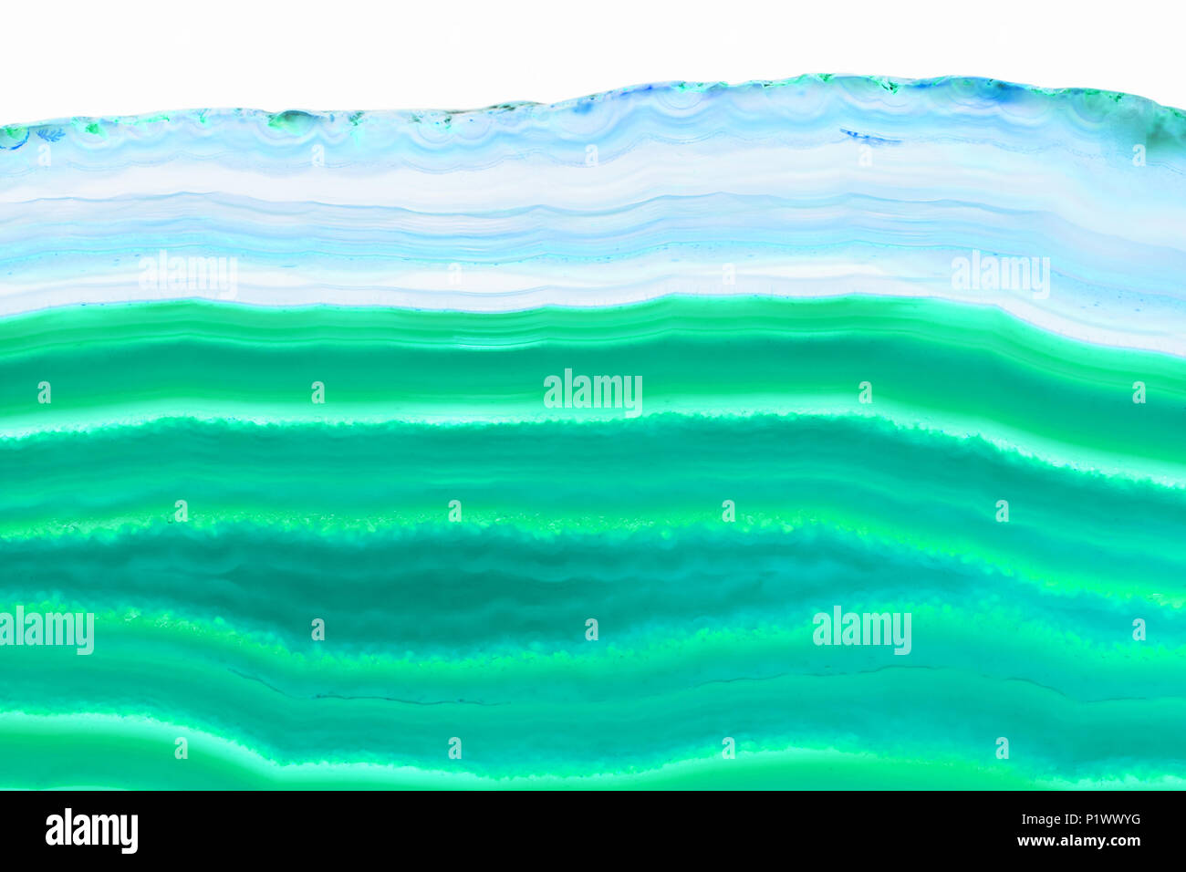 Abstract background - cyan agate slice mineral isolated on white ...
