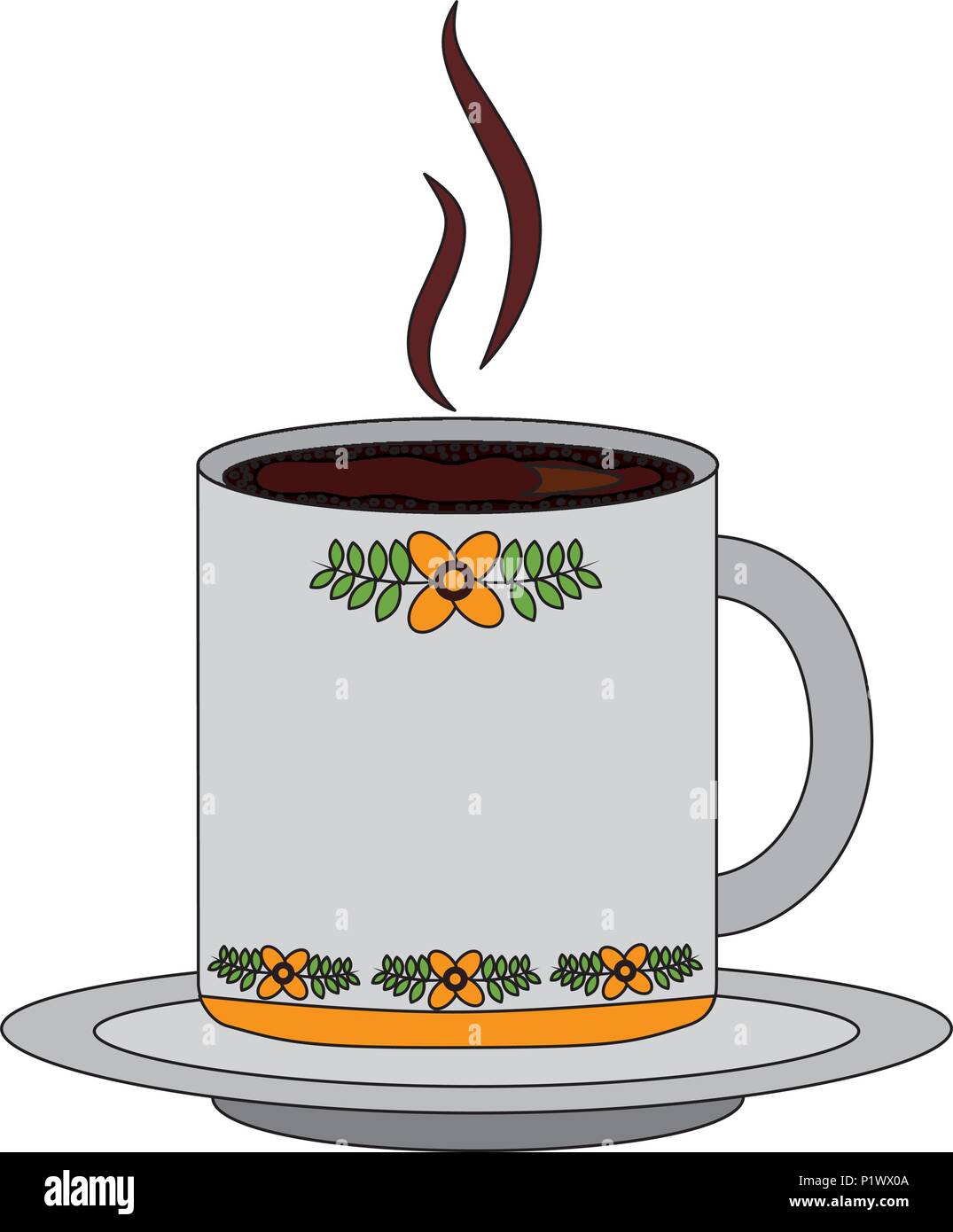 hot beverage decorative coffee cup on dish vector illustration Stock ...