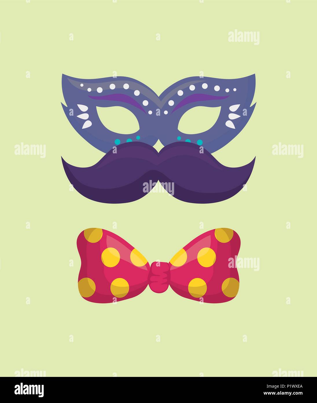 Carnival design with carnival mask and mustache icon over green ...