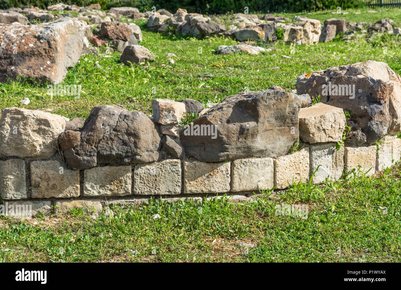 Nuraghe "Su Nuraxi" in Barumini, Sardinia, Italy. View of archeological ...