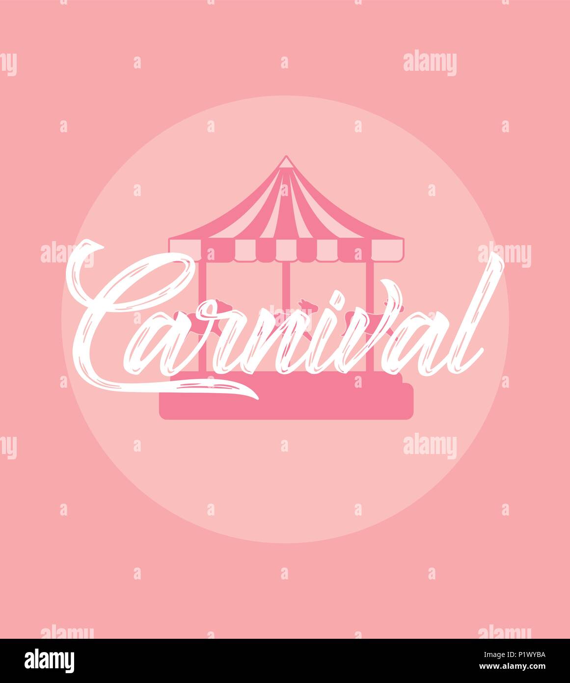 Carnival design with carousel icon over pink background, colorful ...