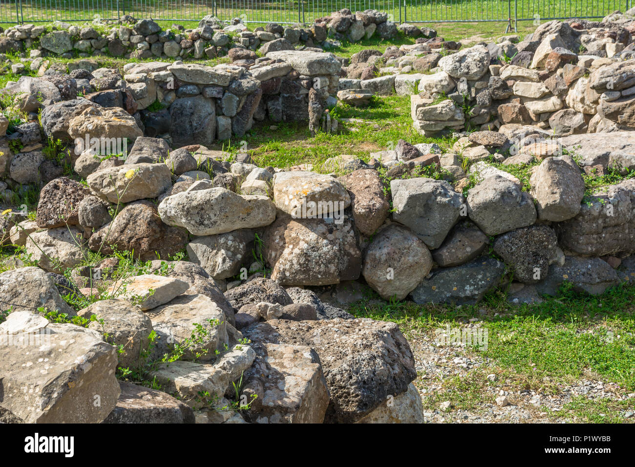 Nuraghe "Su Nuraxi" in Barumini, Sardinia, Italy. View of archeological ...