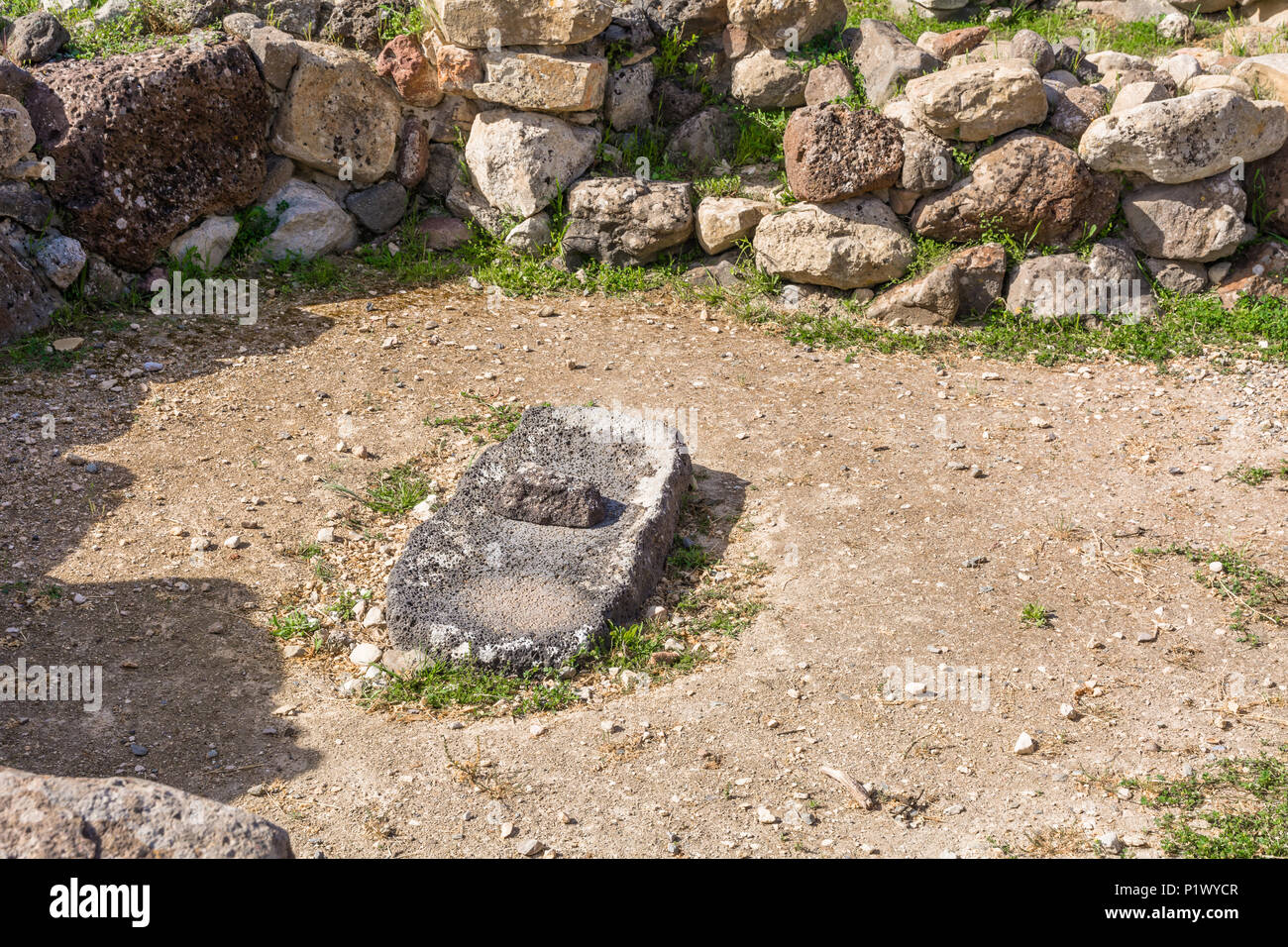 Nuraghe "Su Nuraxi" in Barumini, Sardinia, Italy. View of archeological ...