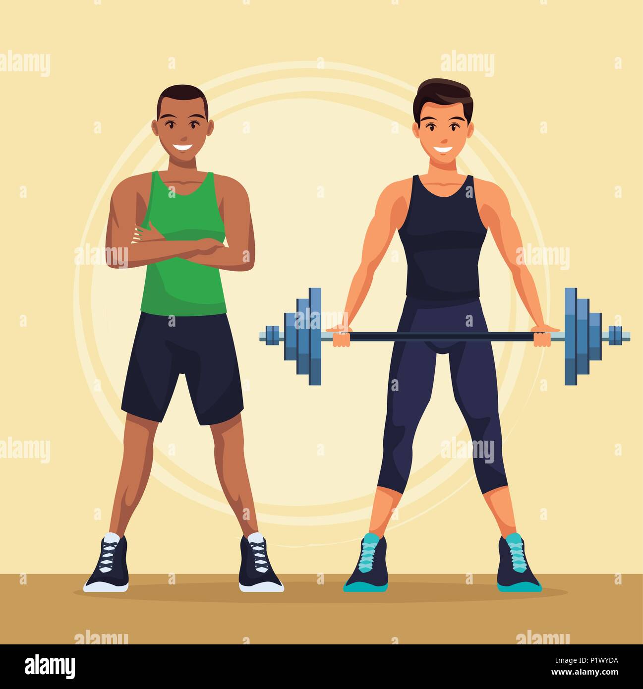 Fitness mens cartoons Stock Vector Image & Art - Alamy