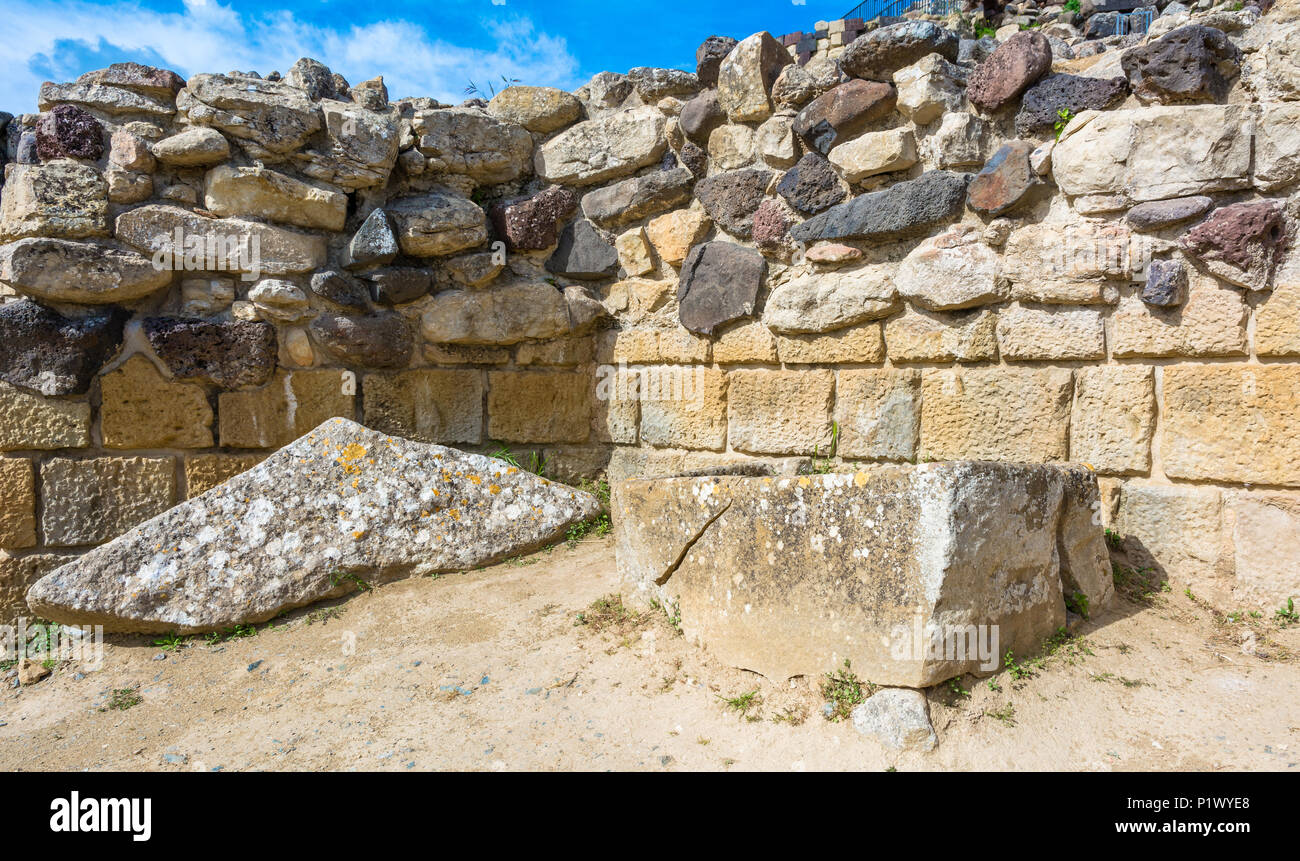 Nuraghe "Su Nuraxi" in Barumini, Sardinia, Italy. View of archeological ...