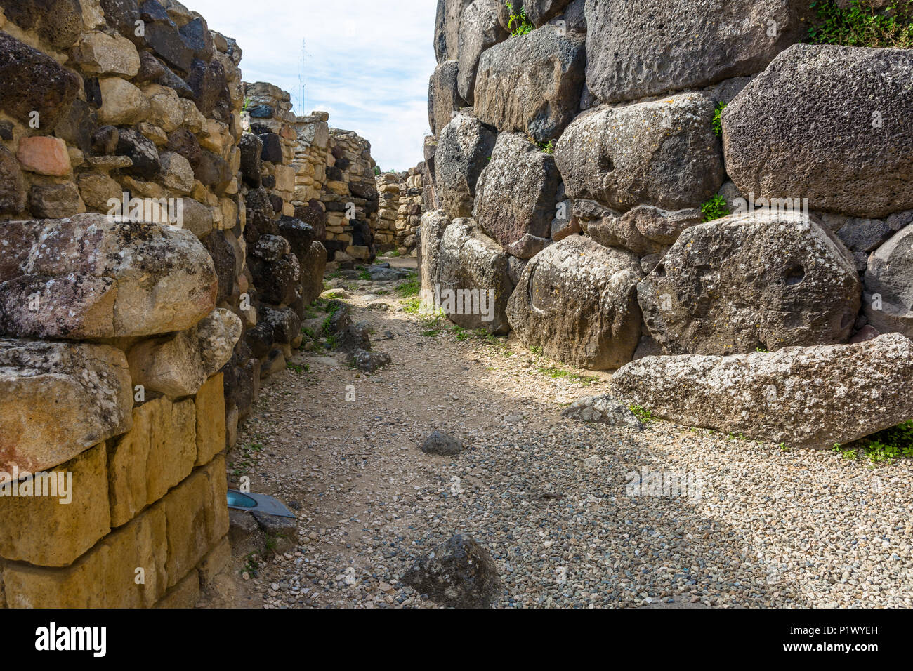 Nuraghe "Su Nuraxi" in Barumini, Sardinia, Italy. View of archeological ...