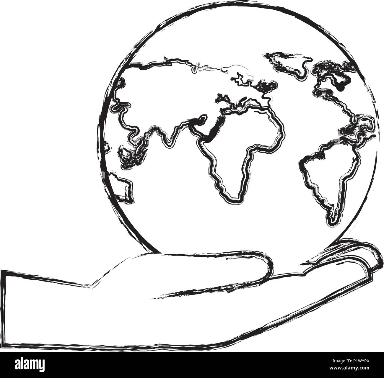 hand lifting the planet earth ecology Stock Vector Image & Art - Alamy