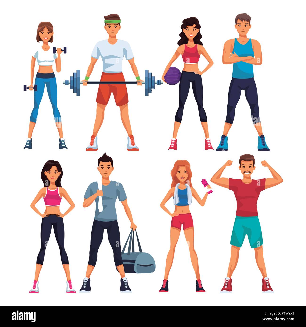 Set of fitness people Stock Vector Image & Art - Alamy