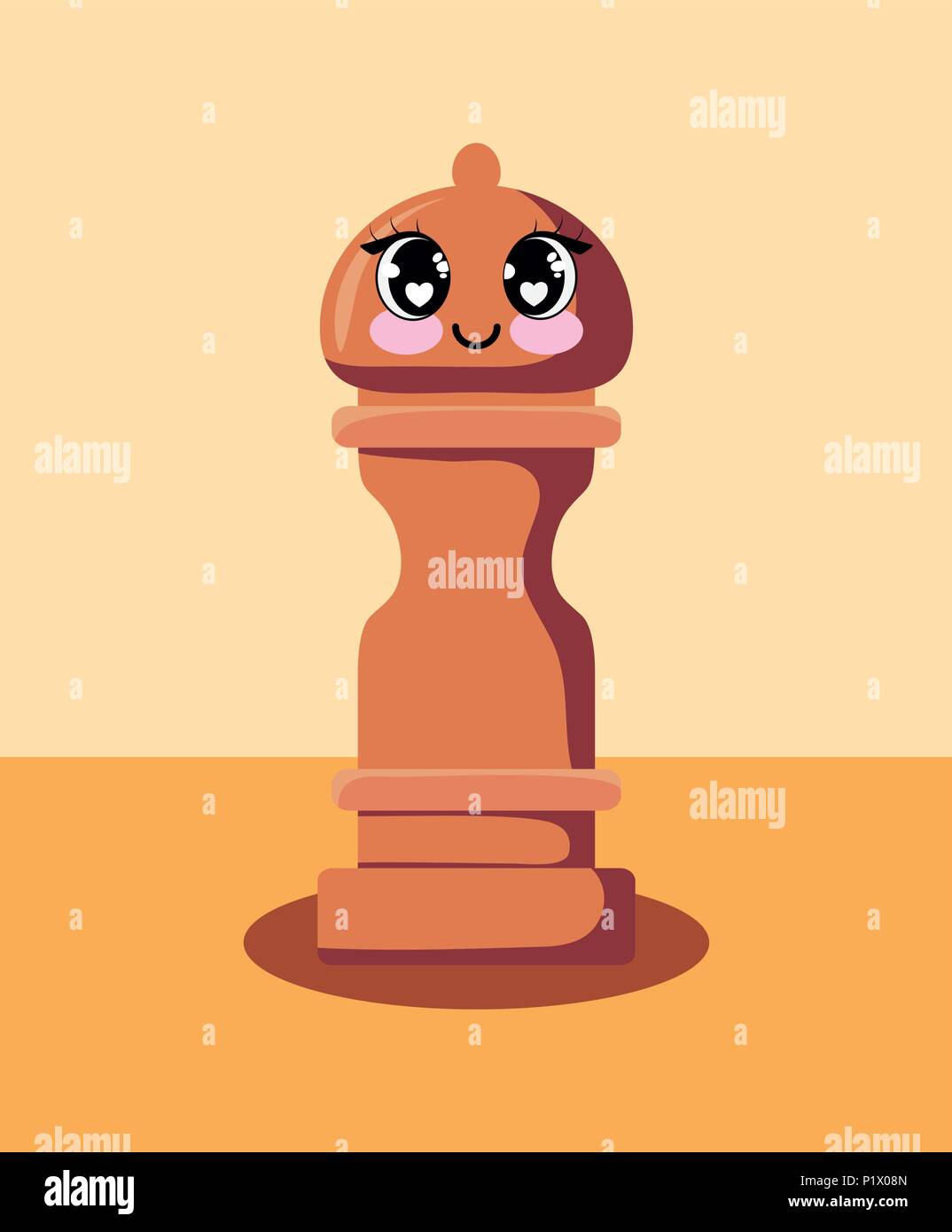 kawaii pepper mill over orange background, colorful design. vector ...