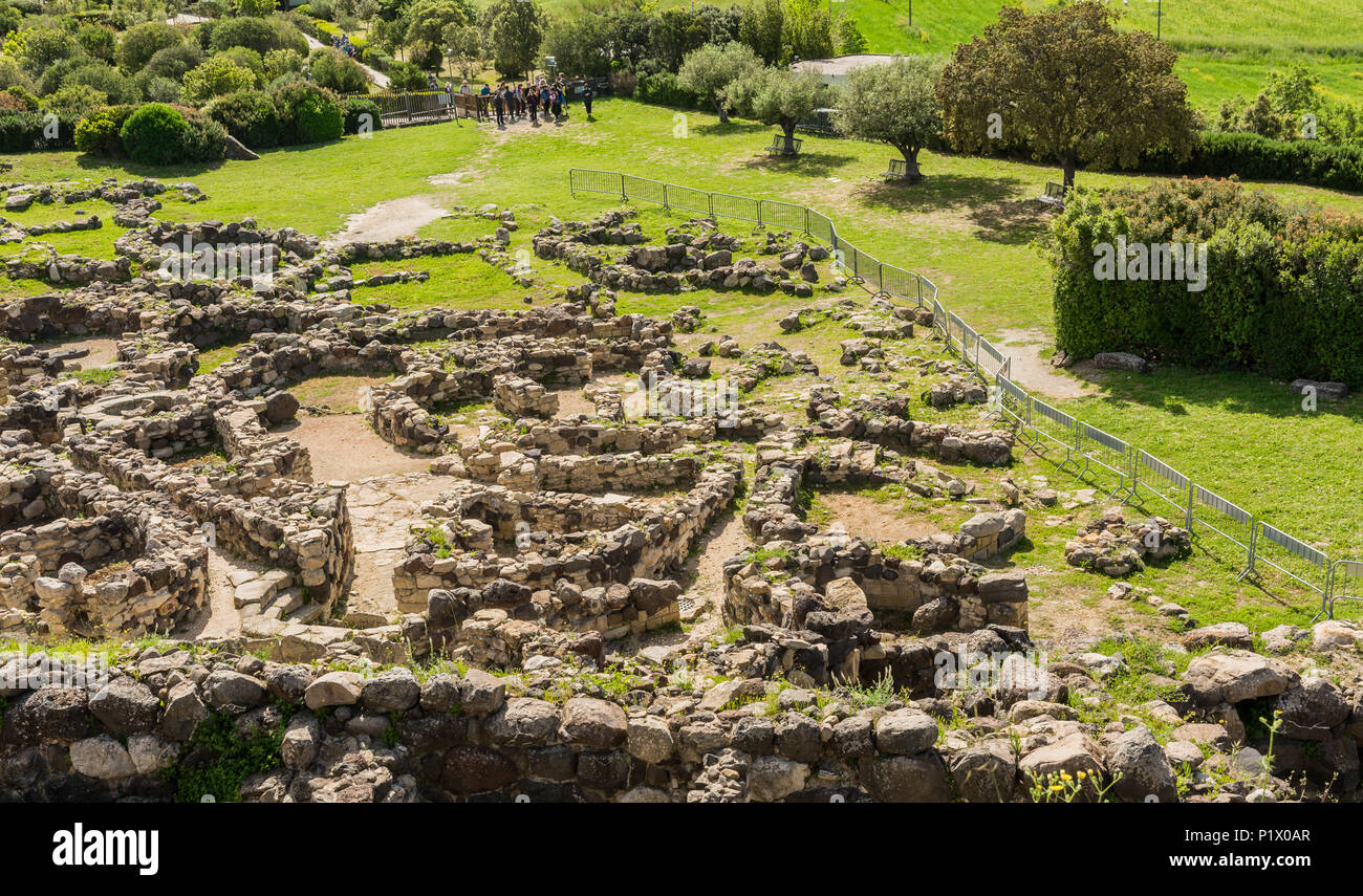 Ruins of village at Nuraghe Su Nuraxi, 13-6th century BC, late Bronze ...