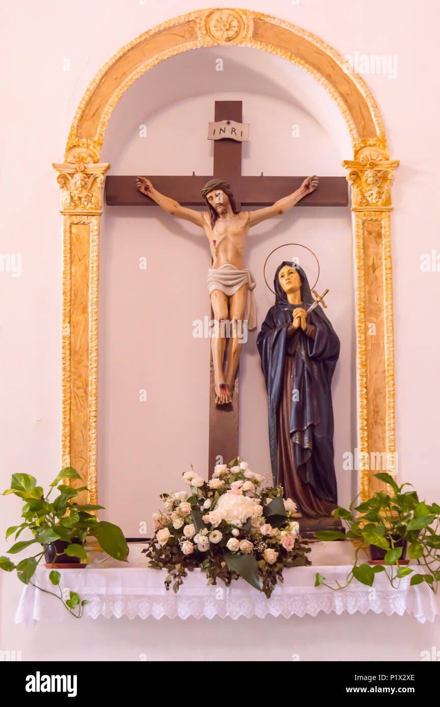 Castel di Tusa,Sicile,Europe-05/06/2018.The Virgin Mary before the ...