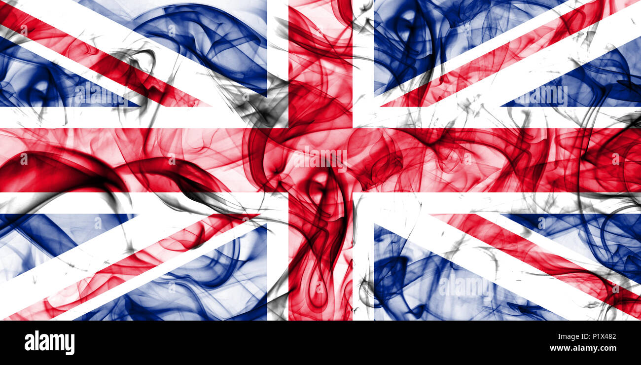 United Kingdom smoke flag, Union Jack flag Stock Photo - Alamy