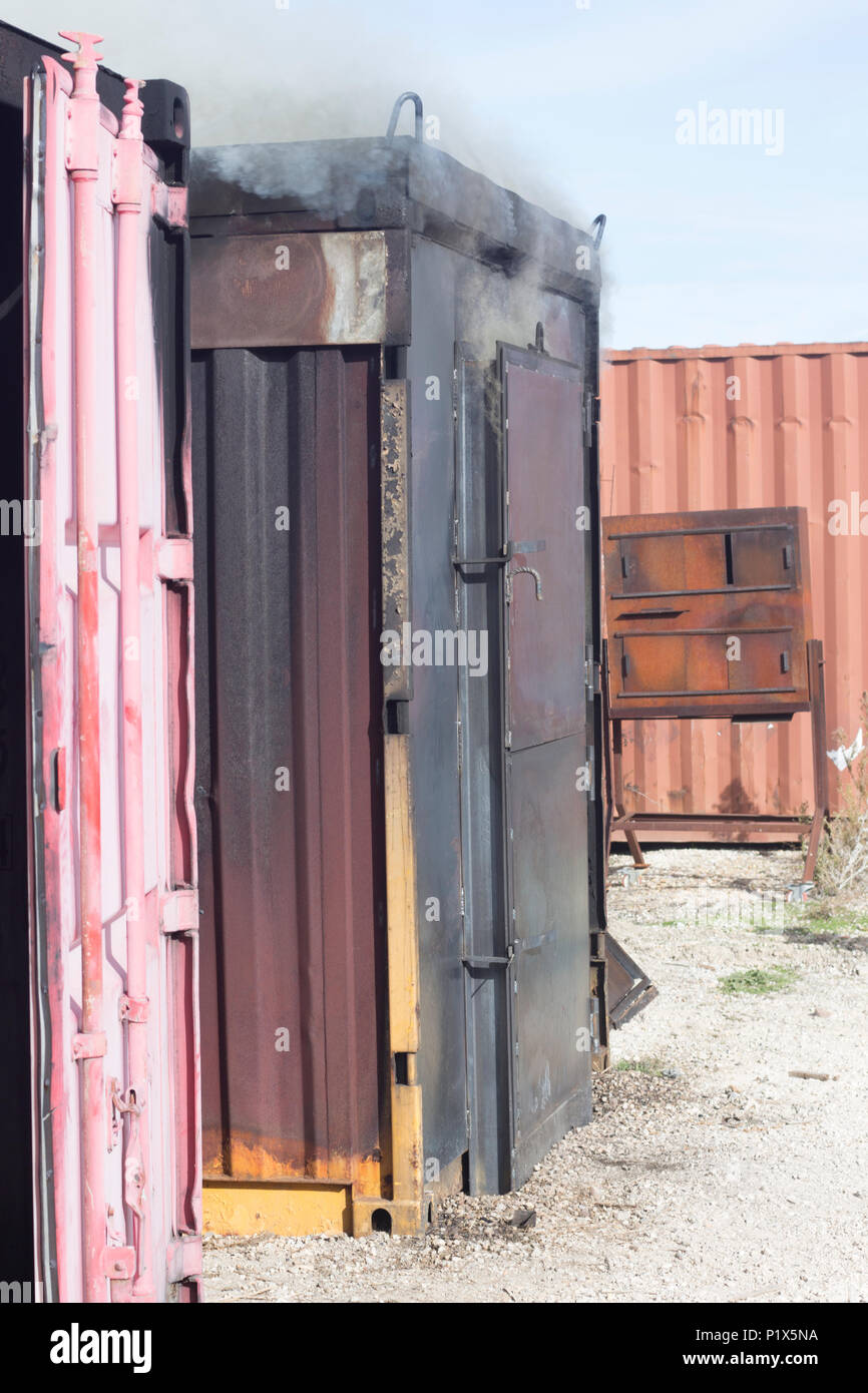 Fire station firefighter training equipment used by fireman to simulate ...