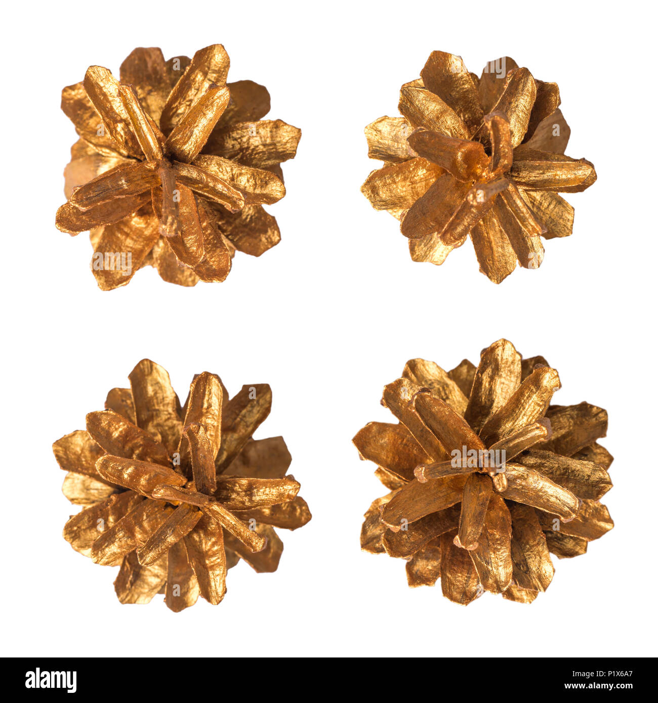 Golden cute cones isolated on white background Stock Photo - Alamy