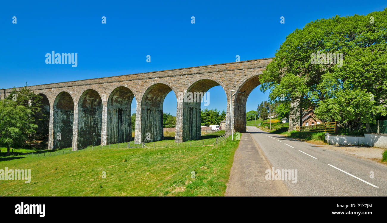TOMATIN STONE RAILWAY VIADUCT WITH TREE AND LEAVES IN SPRING Stock ...
