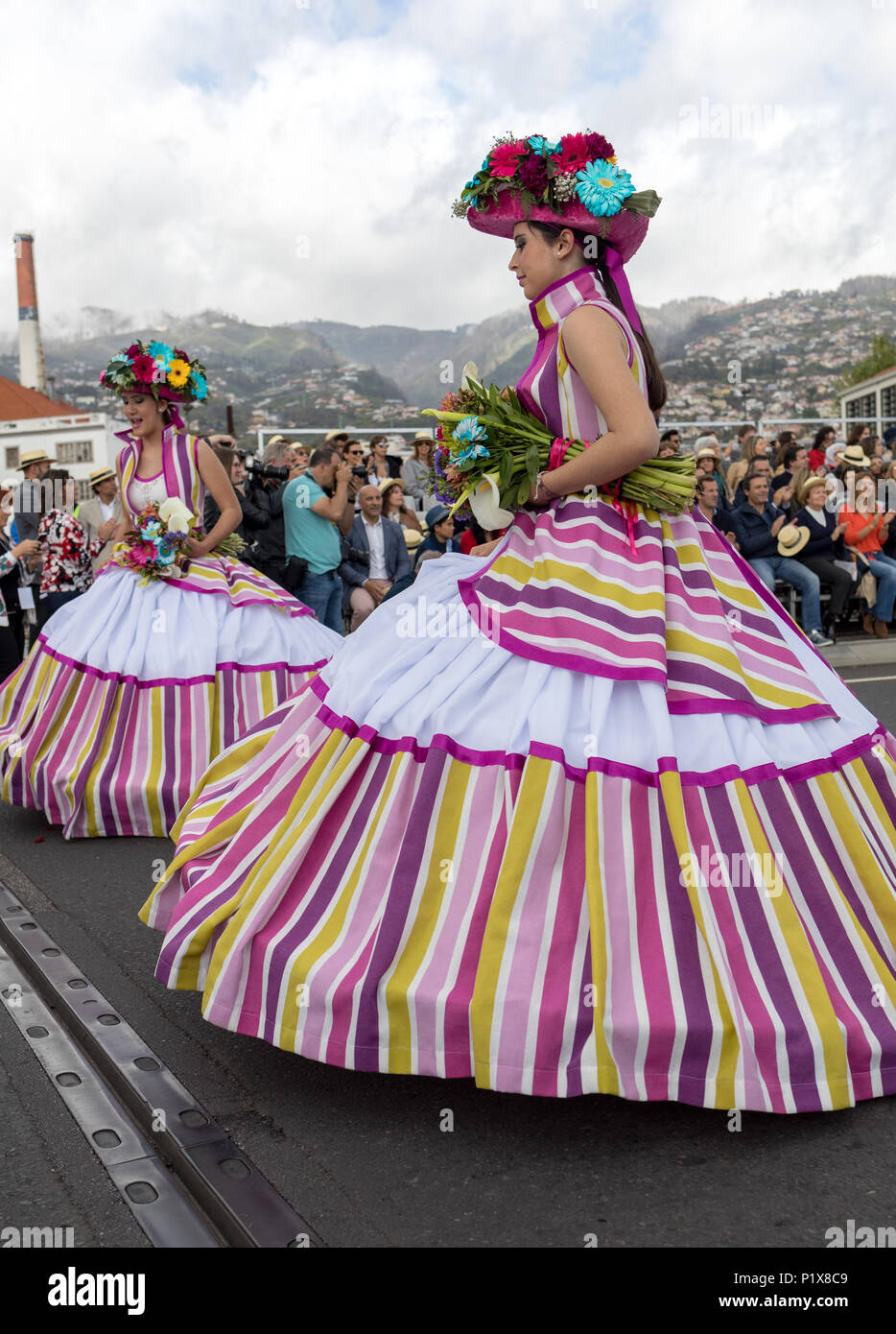 Funchal; Madeira; Portugal - April 22; 2018: A group of women in ...