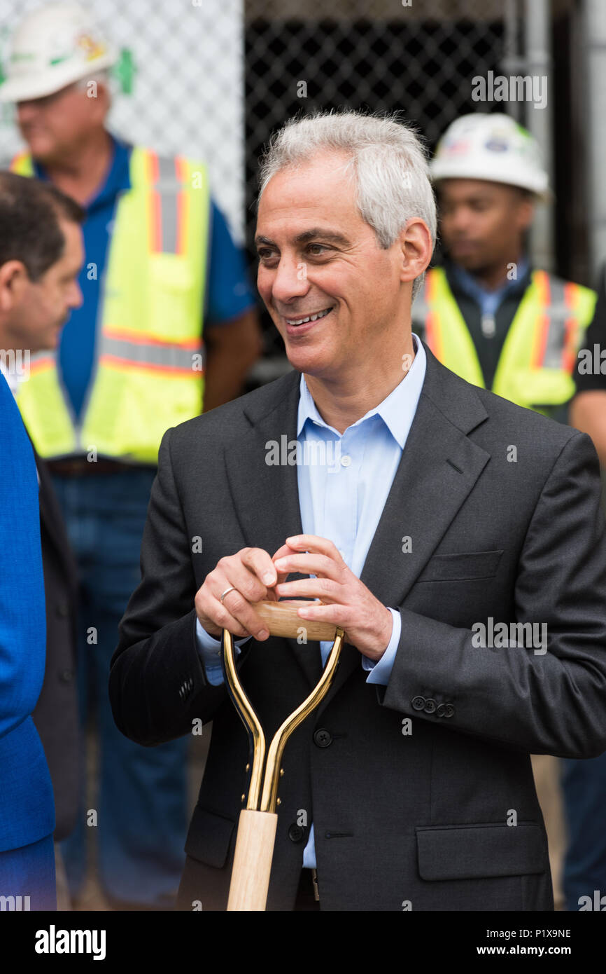 Mayor Rahm Emanuel at the groundbreaking ceremony for the redevelopment ...