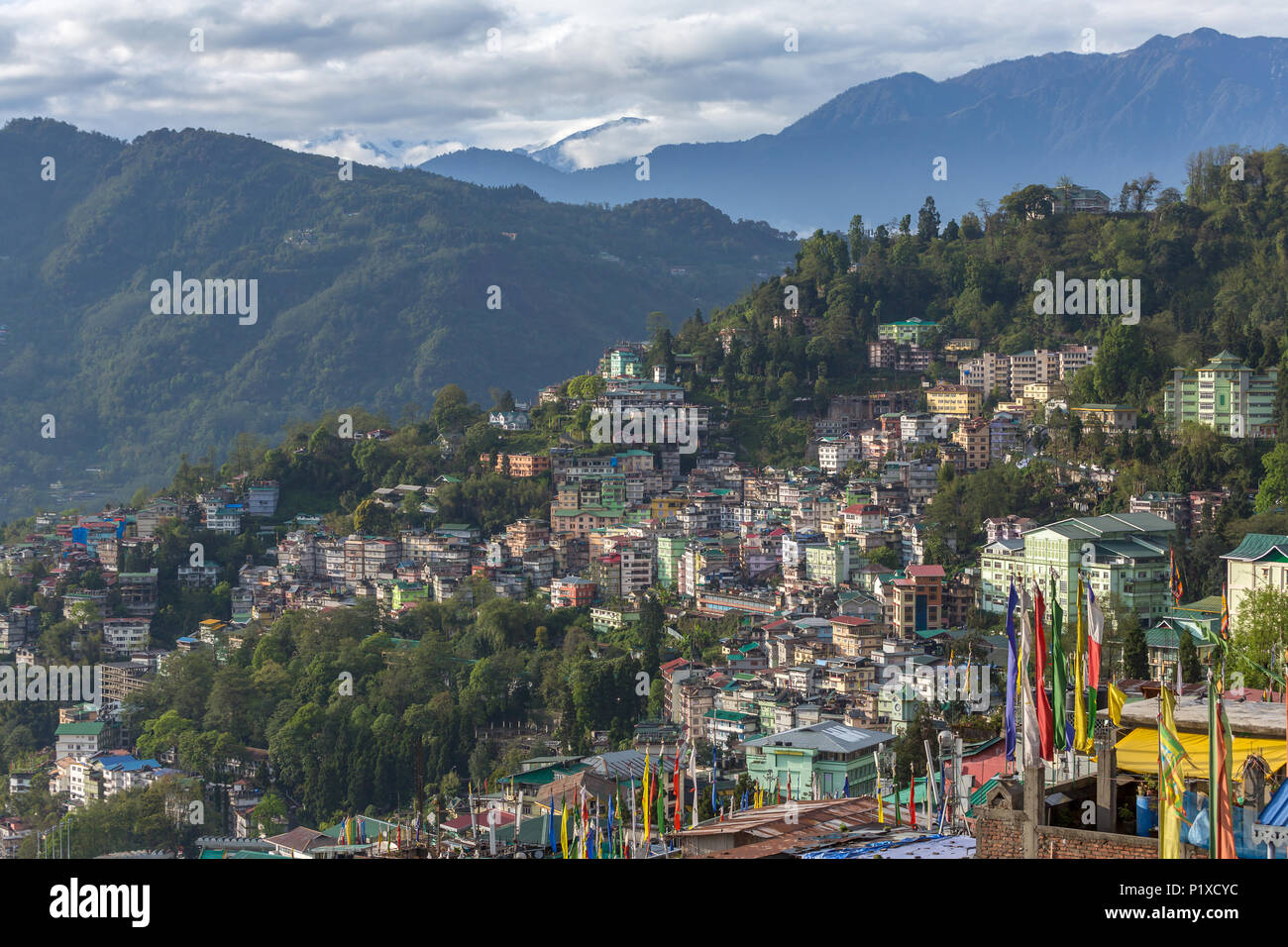 Beautiful view of Gangtok city, capital of Sikkim state, Northern India ...