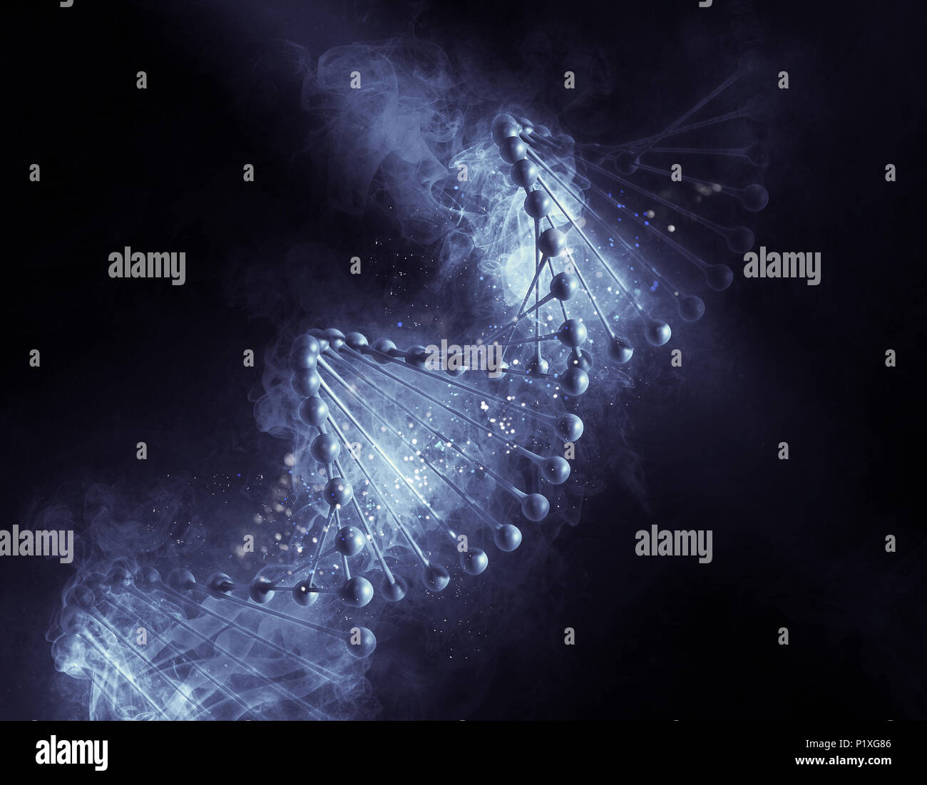 3D render of a medical background with abstract DNA strands Stock Photo ...